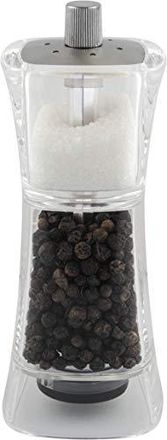 Grunwerg 9174M gmill Luxus Kombinierte Salz und Pfeffermühle aus Acryl und Keramik - 13cm hoch, rechteckig, Transparent