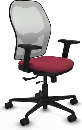 Piqueras y Crespo Verstellbarer Stuhl mit 2D-Armen, h&ouml;henverstellbare Lendenwirbelst&uuml;tze, ausgestattet mit Syncro/Traslack und eingespritztem Schaum, Wei&szlig;/Granatrot