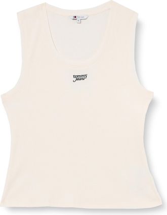 Tommy Jeans Damen Tjw Slim Script Rib Tank Top Dw0Dw21369 Weitere T-Shirts, White (Ancient White), XXS