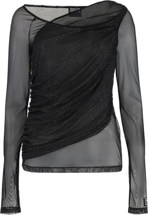 Versace Jeans Couture Femme, Blouses et Chemises, Noir, Taille: 36 FR Top fronc&eacute; en maille