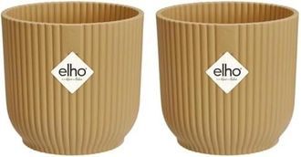ELHO Vibes Fold Rund Mini 11 Pflanzentopf - Blumentopf für Innen - 100% recyceltem Plastik - Ø 11.1 x H 10.5 cm - Gelb/Buttergelb (Packung mit 2)