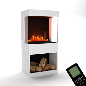 Glow Fire Wasserdampf Kamin OGF 2 (Standkamin) - Elektrokamin mit realistischen LED 3D-Flammen, Knistereffekt & Fernbedienung, 55x110x40 cm - Opti-Myst 400 Elek