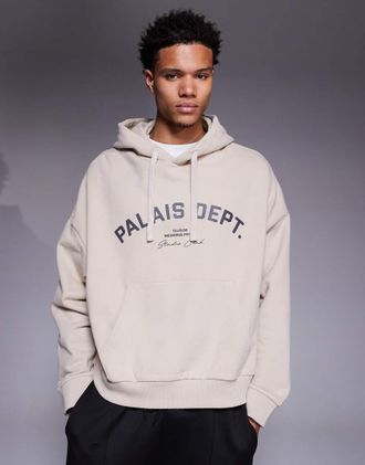 River Island Sweat &agrave; capuche avec motif Palais Dept - &Eacute;cru-Neutre