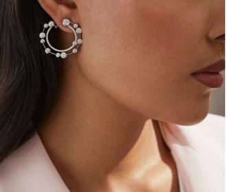 Boodles Waterfall Large Diamond Platinum Hoop Earrings Size L