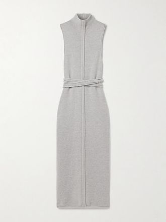 Proenza Schouler Zola Midikleid Aus Strick Mit Bindegürtel - Grau