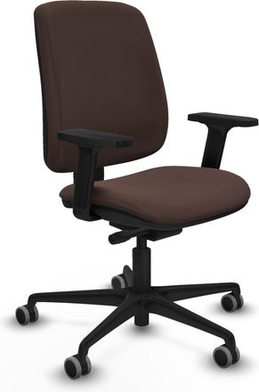 Piqueras y Crespo Hocharbeitsstuhl Alares mit 2D-Armlehnen, ausgestattet mit Syncro/Traslack und eingespritztem Schaum. Mit Rollen von 65 mm, Parkett, Dunkelbraun