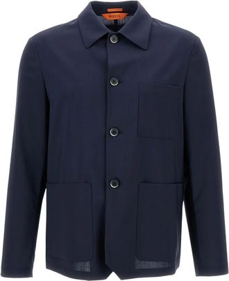 Barena Homme, Vestes, Bleu, Taille: S Sovracamicia in lana sottile