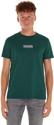 Tommy Hilfiger Herren T-Shirt Kurzarm Rundhalsausschnitt, Grün (Hunter), XS