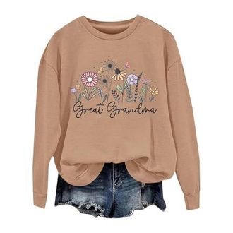 Generic Sweat-shirt femme pull &agrave; col rond t-shirt &agrave; manches longues grand sweat-shirt grande chemise floral graphique col ras du cou manches longues pour femm