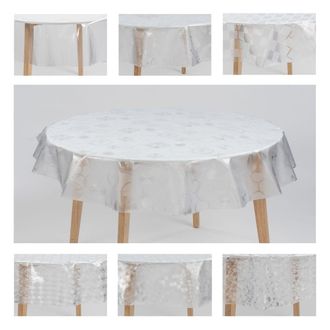 Laro Ø 140 cm Premium Line Transparente Tischdecke rund - PVC Kunststoff - Wasserdicht & abwischbar, Muster:Glanzkreise Transparent, Größe: Rund 140cm