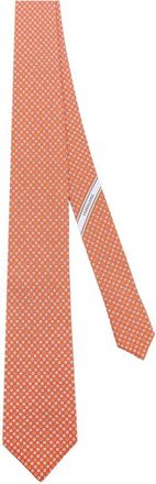 Ferragamo Homme, Accessoires, Orange, Taille: ONE Size Cravate en soie &agrave; micro-motif