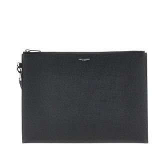 Saint Laurent Grain de poudre leather tablet holder pouch Man One Size