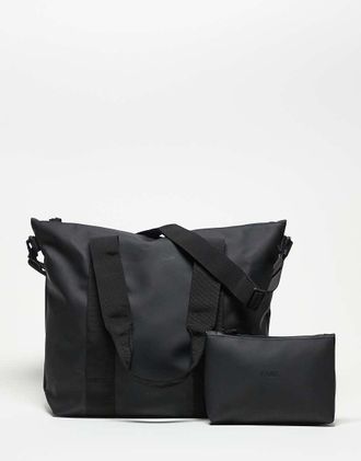 Rains 50030 Daily - Set mit wasserfester Tragetasche und Kosmetiktasche in Schwarz