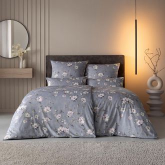 ESTELLA EEstella Mako-Satin Bettw&auml;sche Lara 7958-810 grau 135x200 cm + 80x80 cm