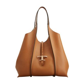 Tod's Sac cabas T Timeless moyen - Femme - Sacs - Brun - Taille: ONE Size