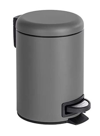 WENKO Poubelle Mod. Leman pour Salle de Bain et WC | Poubelle cosm&eacute;tique en Acier avec Fonction de p&eacute;dale | Capacit&eacute; 3 litres | Dimensions 17 x 25 x 22,5 cm
