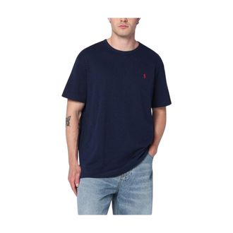 Polo Ralph Lauren Homme, Tops, Bleu, Taille: S T-shirt &agrave; Col Rond avec Logo Pony