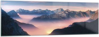 Arttor Panorama Bilder auf Glas 160x50cm Glasbild Berge Wolken Nebel Groß XXL Wanddeko Bild im Glas Schlafzimmer Küche Wandbilder Dekoration Wohnzimmer Moder
