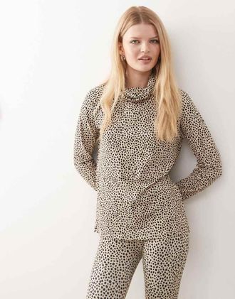 OOSC Hochgeschlossenes Baselayer-Oberteil f&uuml;r Damen mit zweifarbigem Cheetah-Fellmuster-Bunt