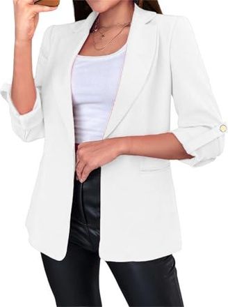 Generic Blazer cintré pour Femme, Coupe décontractée, Ouvert sur Le Devant, avec Poches et Manches 3/4. Idéal pour Le Travail ou Bureau