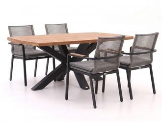 Bellagio la vita attrattiva Bellagio Marudo/Induno Deens Ovaal 180cm dining tuinset 5-delig stapelbaar