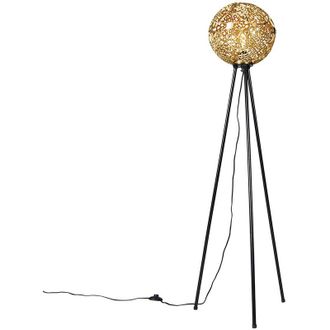 QAZQA Maro - Lampadaire - 1 lumi&egrave;re - h 140 cm - Noir et Or - Art Deco - &eacute;clairage int&eacute;rieur - Salon i Chambre i Cuisine i Salle &agrave; manger - Qazqa