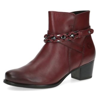 Caprice Damen Stiefeletten mit Absatz Airmotion aus Leder Kleiner Absatz Weite G, Rot (Bordeaux Nappa), 38.5 EU