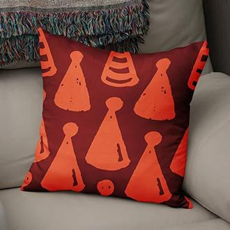 Bonamaison Le Jardin du Lin Kissen Zierkissenbezug Kissenbezug, Orange & Bordeaux Dekoration, Für Zuhause Autos Büro Sofa Wohnzimmer Couch Schlafzimmer Dekor, 50