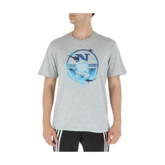 North Sails Bedrucktes Kurzarm-T-Shirt mit Rundhalsausschnitt - - Tops - Herren - Grau - L
