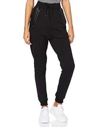 Urban Classics Pantalon de survêtement en Cuir avec Fermeture éclair latérale, Noir (Noir/Noir 17), S Homme