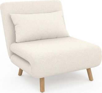IDMarket Fauteuil convertible ROMEO lit dappoint 1 place 80x190 cm bouclette blanc