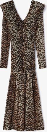 Ganni Robe en mesh &agrave; imprim&eacute; l&eacute;opard - Taille 34 Marron - Pour Femme
