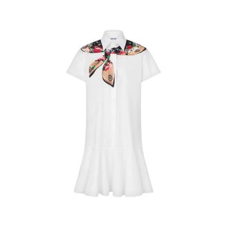 Moschino Bedrucktes Kleid aus Stretch-Baumwollpopeline - - Dresses - Damen - Wei&szlig; - M
