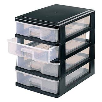 Great Plastic Tolles Kunststoff 4 Stück kleine Schubladen, schwarz