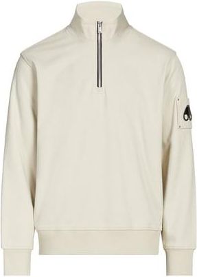 Moose Knuckles Baumwoll-Sweatshirt mit Reißverschluss am Hals in Beige