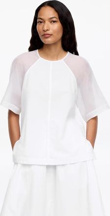 Arket Oberteil Aus Baumwolle Und Seide -Wei&szlig;