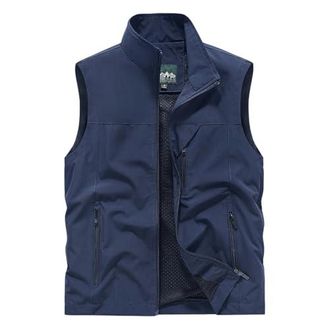 Generic Gilet dext&eacute;rieur l&eacute;ger pour homme, col montant | Gilet de travail respirant sans manches avec fermeture &eacute;clair int&eacute;grale | pour le camping, noir fonc&eacute;