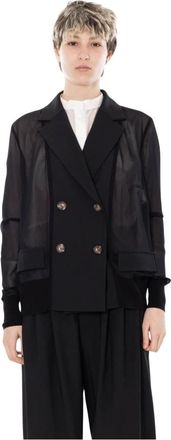 Meimeij Femme, Vestes, Noir, Taille: 38 FR Blazer Oversize Semi-Transparent