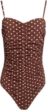 Weili Zheng Femme, Maillots de bain, Brun, Taille: 40 FR Costume intero a pois spalline