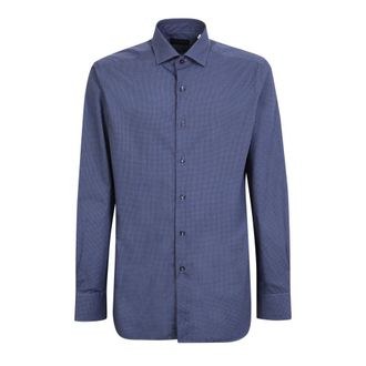Dell'Oglio Homme, Chemises, Bleu, Taille: M Geometric Print Shirt