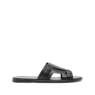 Santoni Homme, Chaussures, Noir, Taille: 46 EU Duo Slide Sandal