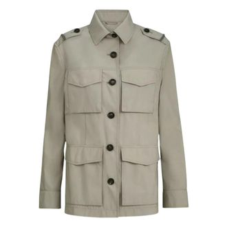 Brunello Cucinelli Femme, Vestes, Beige, Taille: 36 FR Veste &agrave; poches &agrave; rabat boutonn&eacute;es