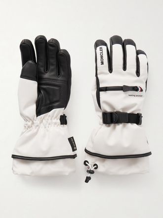 Moncler Handschuhe Aus Gore-tex Und Leder Mit Applikation - Creme
