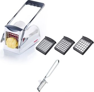 Westmark Pommes-frites Schneider mit Kartoffelschäler, 2tlg. Set, Fingerfood-Gemüse-Obst-Stiftler mit 3 Schneideinsätzen Easy Stix und Sparschäler Famos, 11802