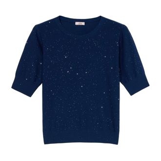 Oltre Femme, Pulls, Bleu, Taille: 40 FR Pull en Viscose M&eacute;lang&eacute;e avec Sequins