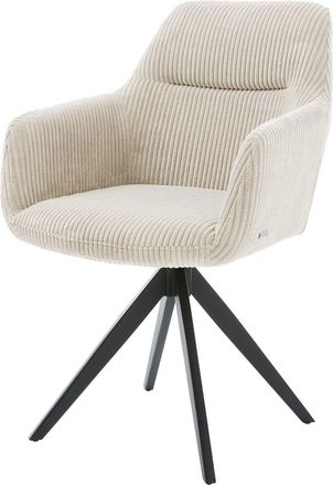 DELIFE Polsterstuhl Pejo-Flex Kreuzgestell kantig Schwarz Cord Beige Taschenfederkern