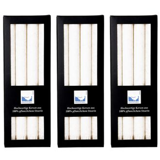 Kerzenfarm Hahn Stearin Stabkerzen, Weiss, 25 cm x 2,2 cm, 12er Set, Leuchterkerzen/Bio - Kerzen wei&szlig;
