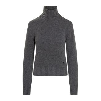 Ami Femme, Pulls, Gris, Taille: 36 FR Pull Col Roul&eacute; De Coeur