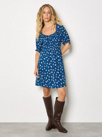 Apricot Minikleid Mini-Kleid im Milchm&auml;dchen-Stil mit Blumenr&uuml;schen