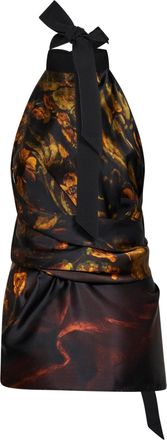 Dries Van Noten Silk Flemish Painting Print Wrap Top - Black